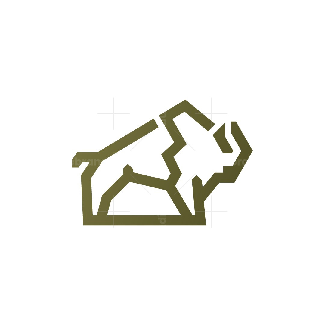 Green Line Bison Logo American Buffalo Logo Minimalist Bison Logo ...