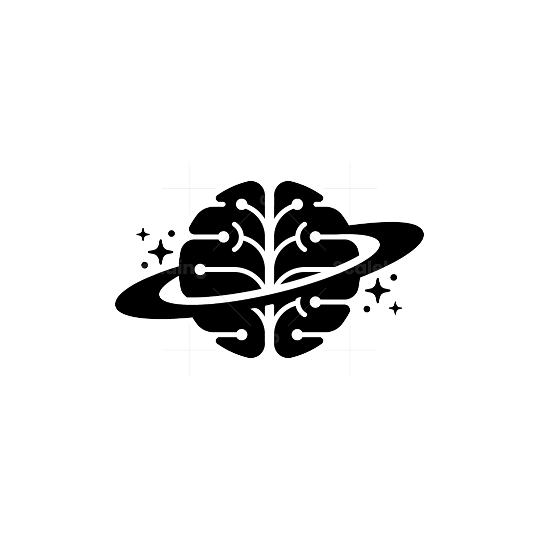 Brain as Planet With Tech Node Logo | Scalebranding
