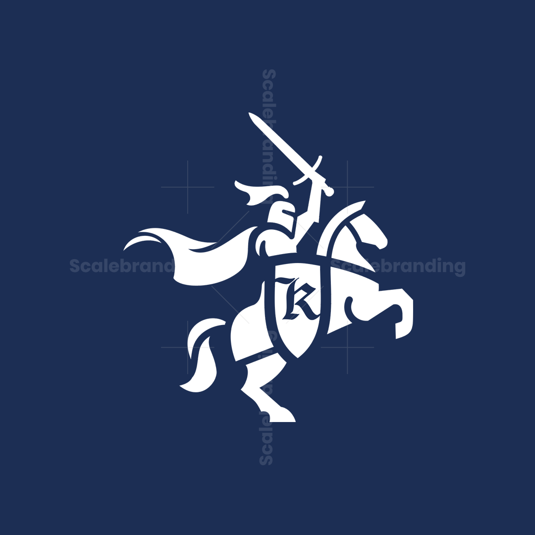 Prancing Equestrian Knight Lance Logo | Scalebranding