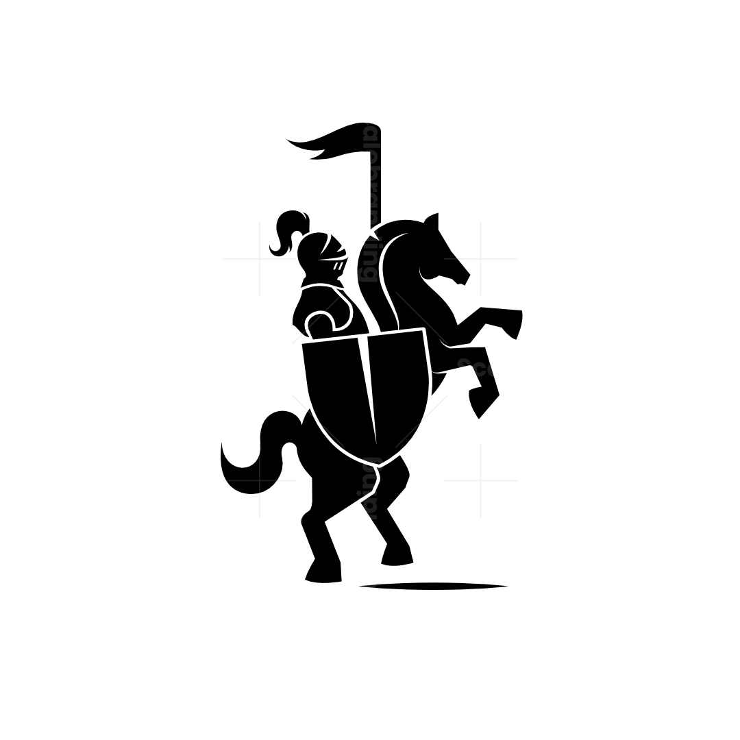 Knight Riding a Horse and Carrying a Banner Logo | Scalebranding