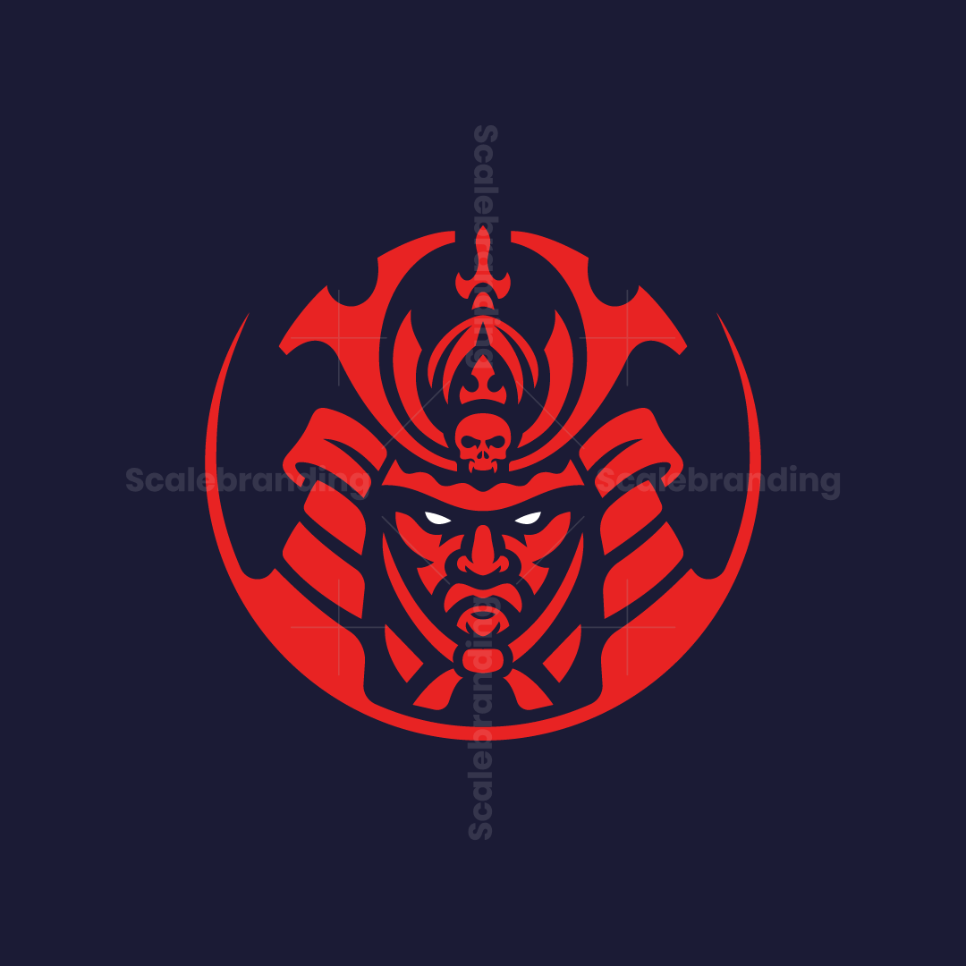 Angry Samurai Skull Helmet Logo | Scalebranding