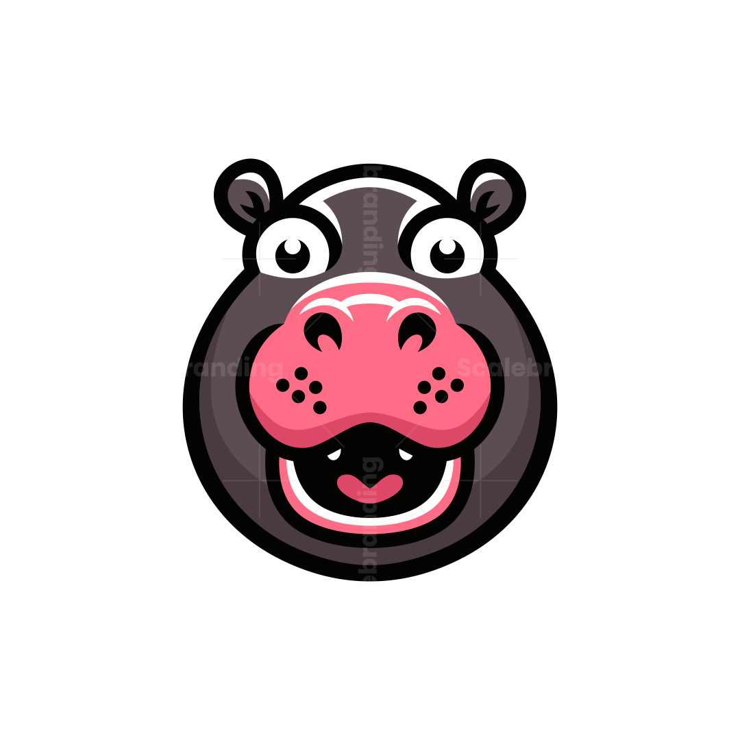 Cute Cheerful Hippo Logo Design | Scalebranding