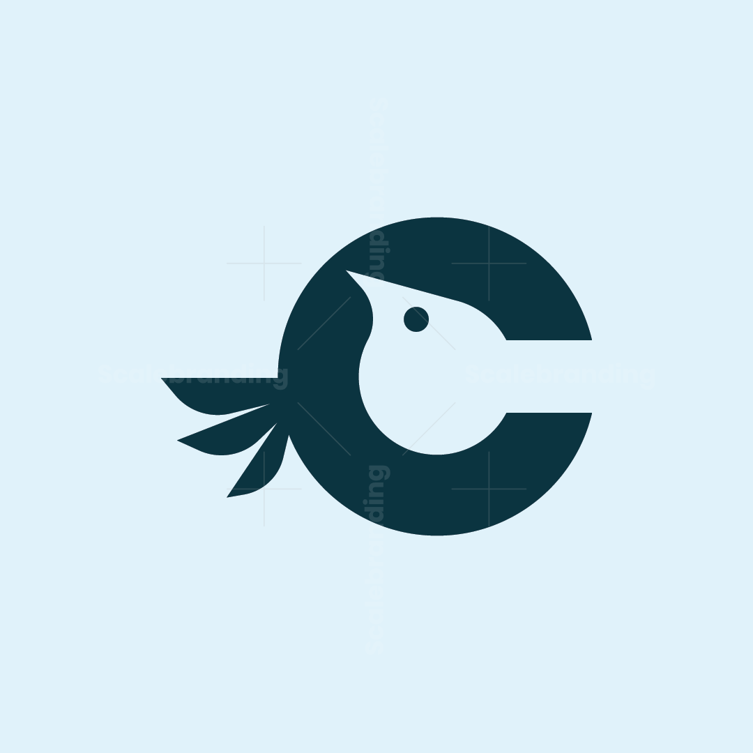 Letter C Bird Flat Minimalist Logo | Scalebranding
