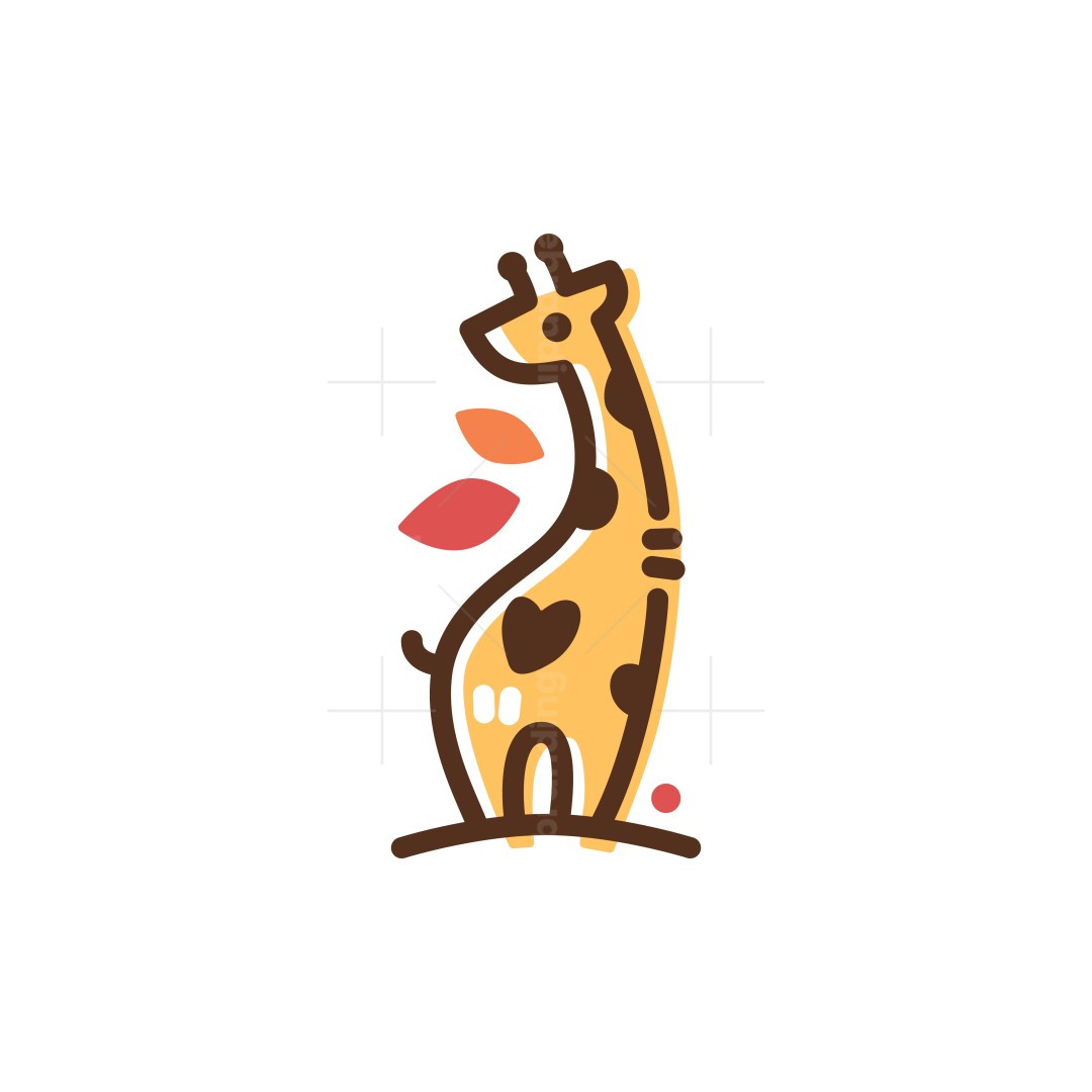 Chibi Giraffe Leaf Love Logo | Scalebranding