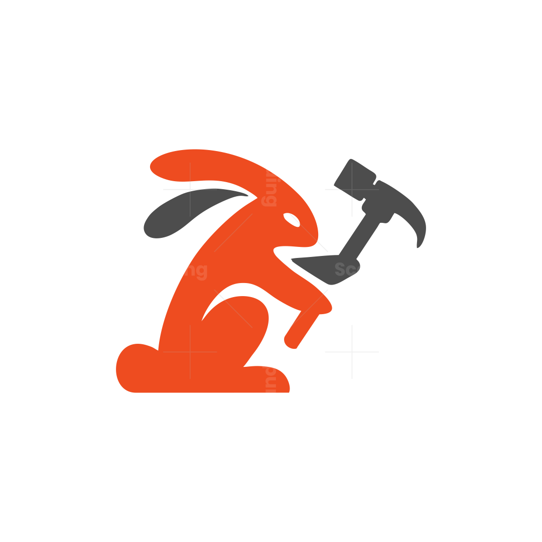 Construction Worker Rabbit Hammer Logo | Scalebranding