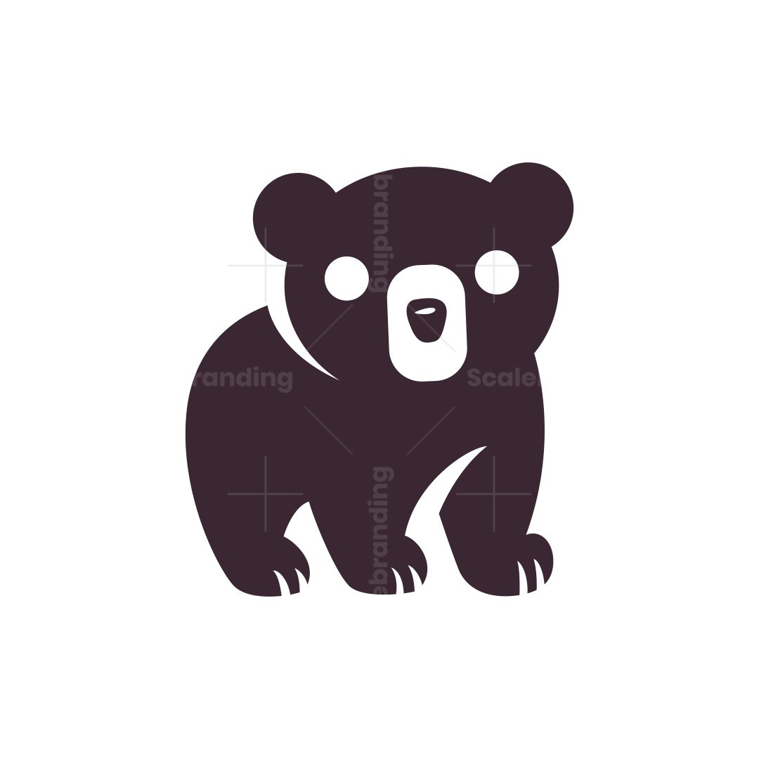Pink Bears Logo Little Bear Lettering Cute Bear Logo Vector Hand Drawn