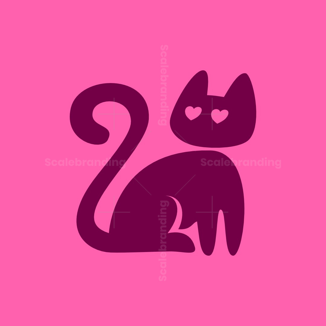 Pink Cat Logo Cute Cat Logo Design