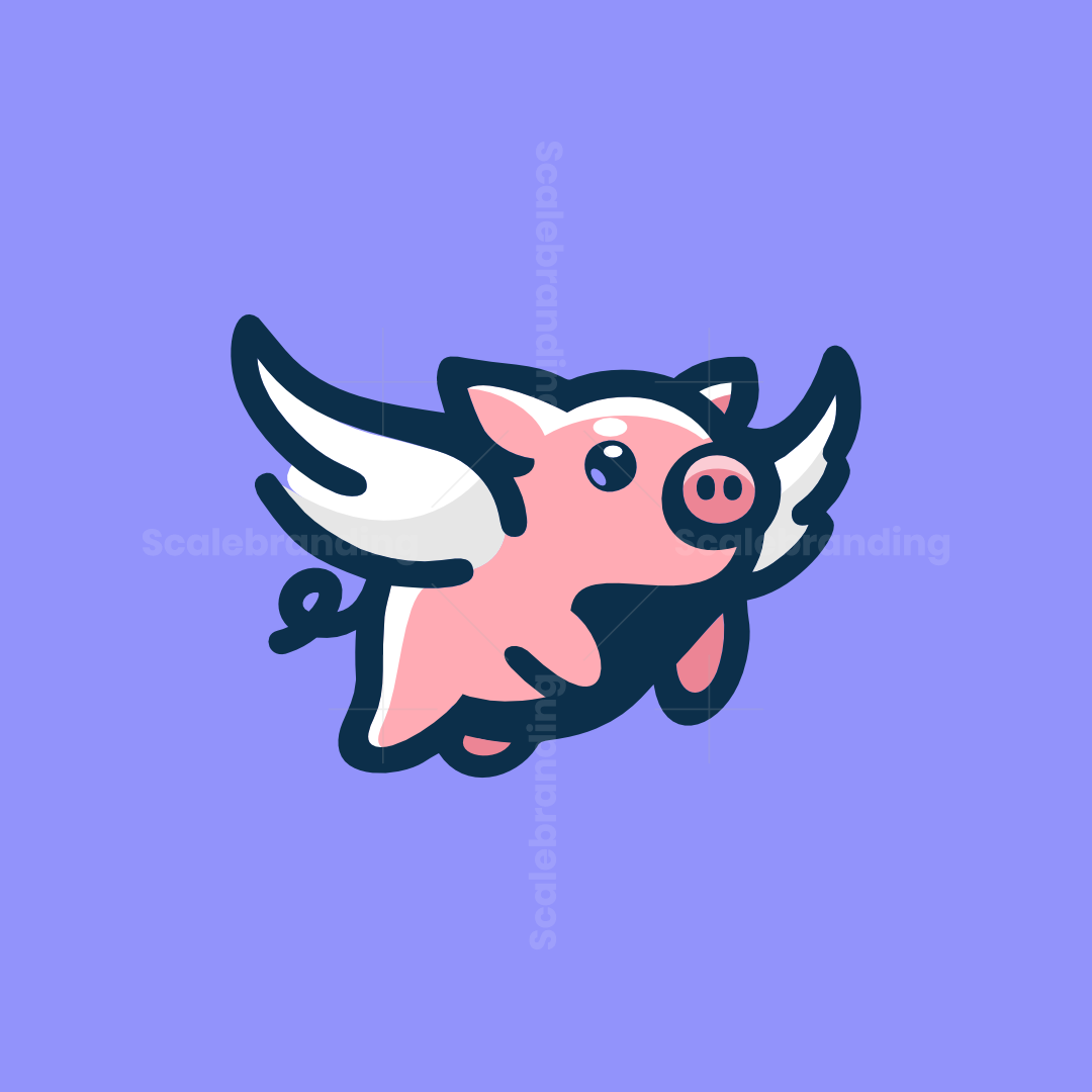 adorable flying pig mascot logo | Scalebranding