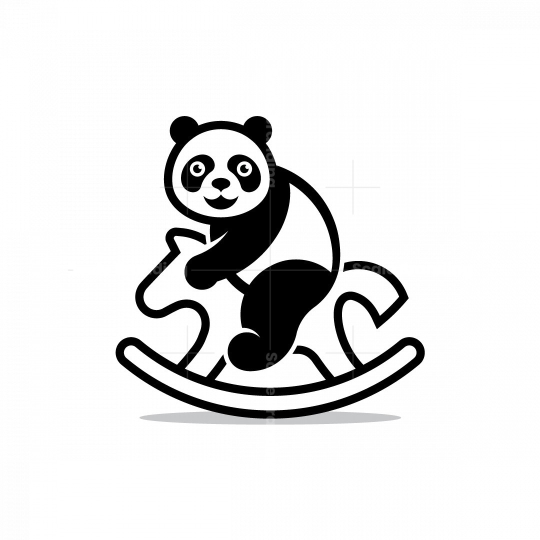 Cute Panda on Rocking Horse Logo | Scalebranding