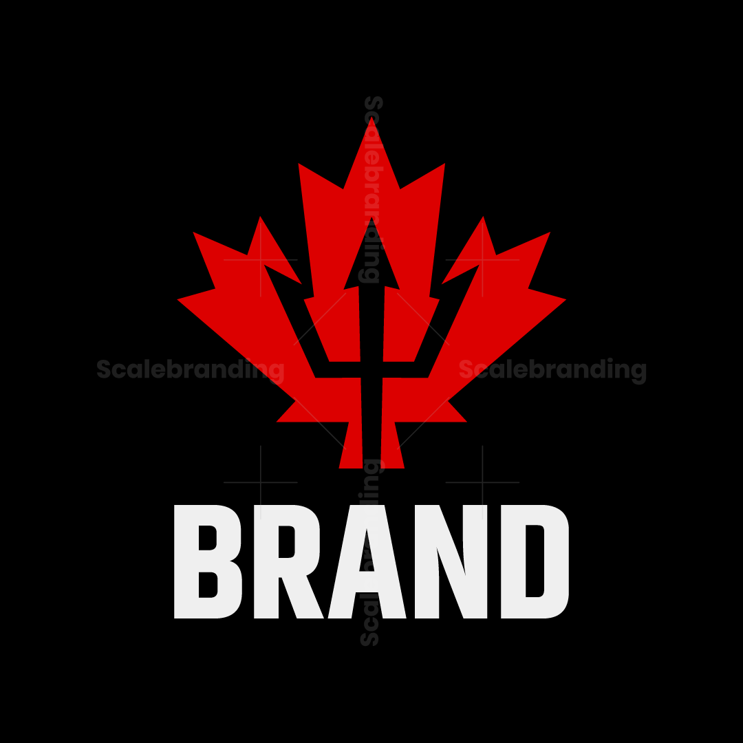 Red Maple Leaf Logo with Trident Symbol | Scalebranding