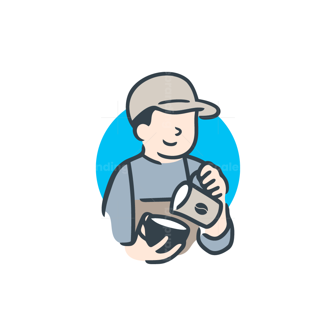 Smiling Barista Coffee Art Logo | Scalebranding