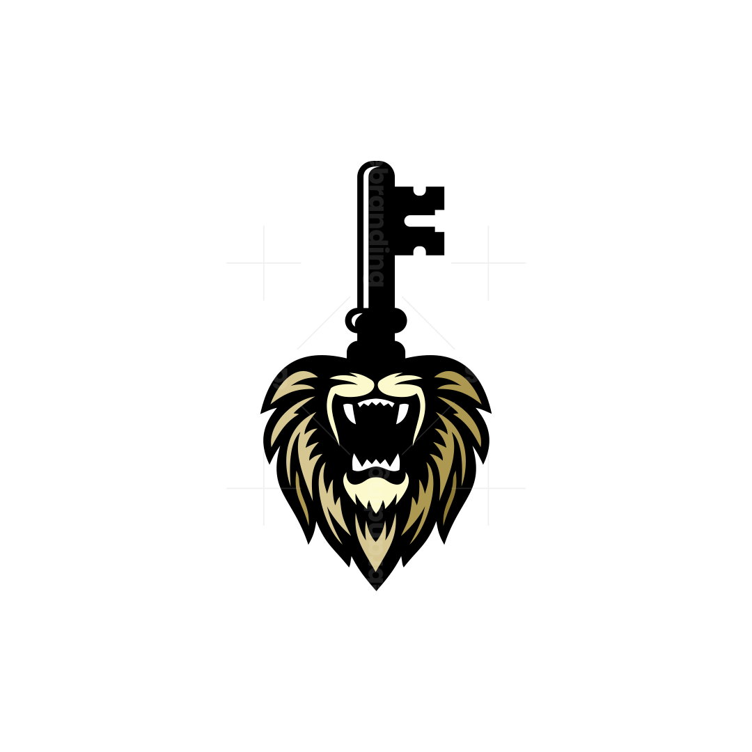 Wide Roaring Golden Key logo | Scalebranding