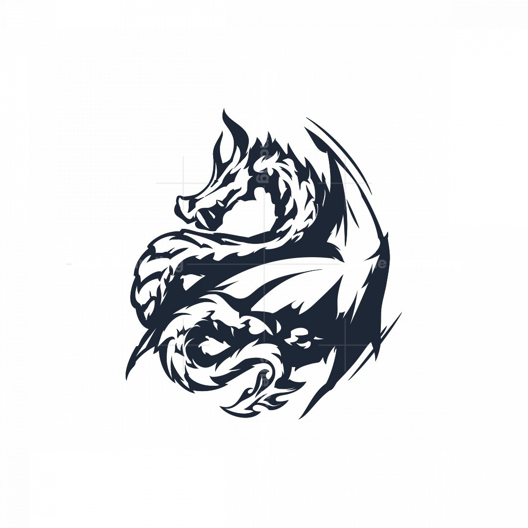 Tribal Dragon Head Logo