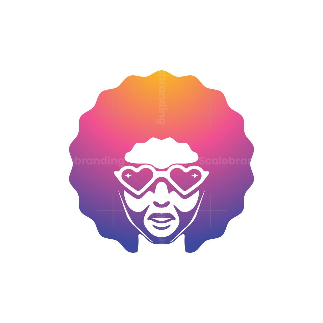 Afro Haired Girl Wearing Funky Glasses to Disco Logo | Scalebranding