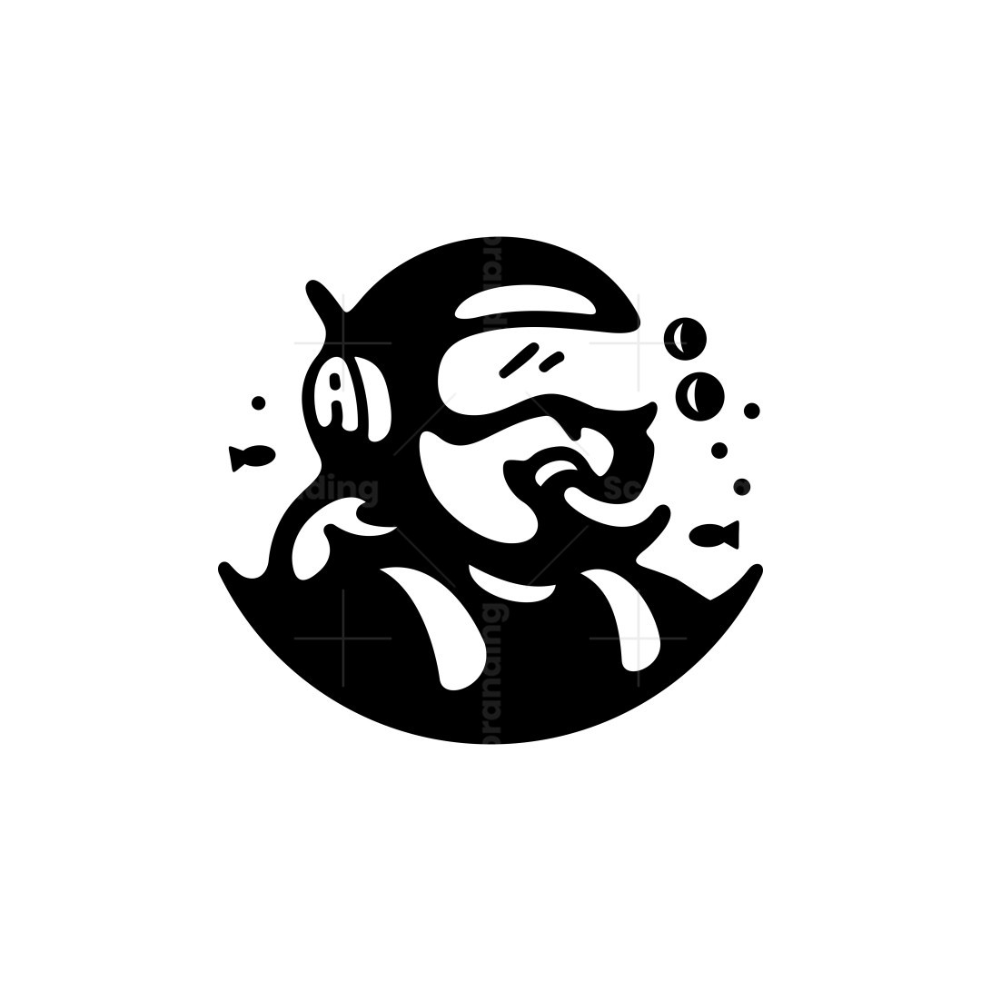 Diving Fish Monochrome Logo | Scalebranding