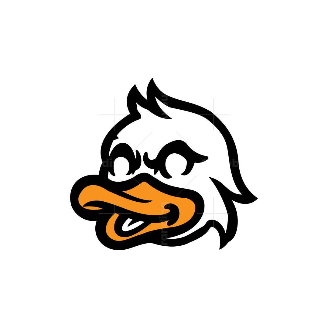 Mean Duck Logo Logo Duck And Leaves Dual Meaning Style Royalty Free