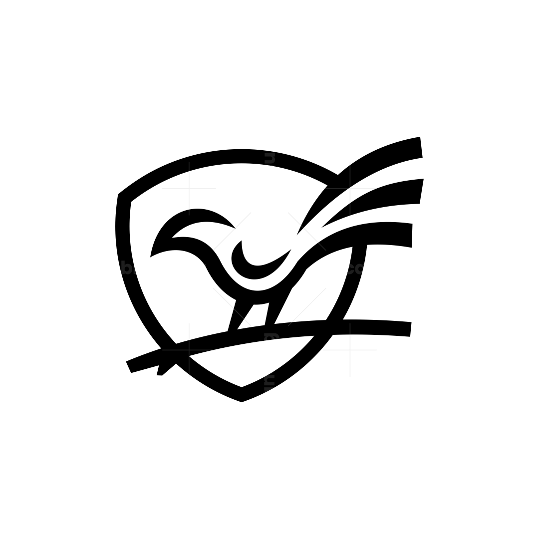 Bird Twig With Shield Simple Logo | Scalebranding