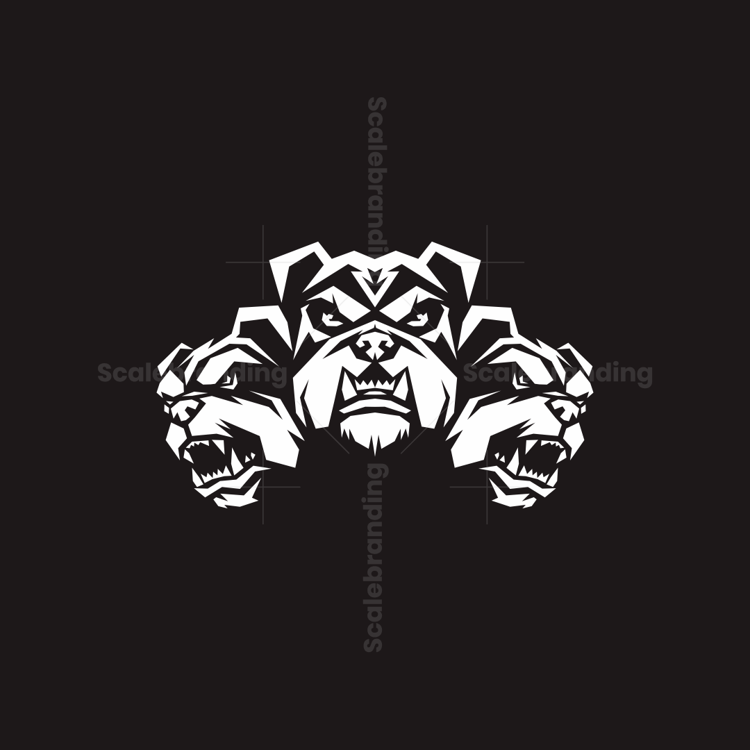 Triple Geometric Roar BullDog Logo | Scalebranding