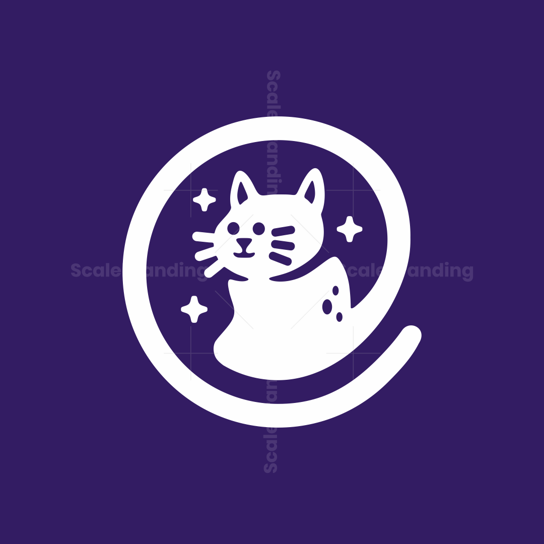 Spiral Space cat with stars logo | Scalebranding
