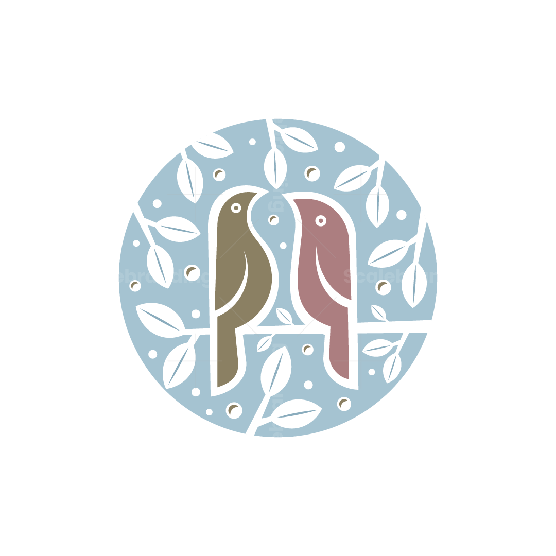 Two Birds In A Circle Logo Laser Cut Love Birds On A Branch Svg Wall