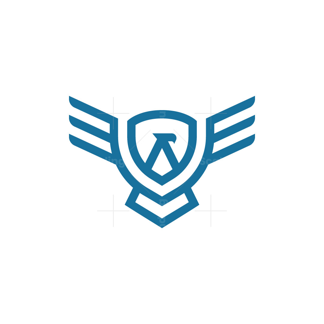 Blue Bird Shield Logo Eagle Shield Logo Design Template