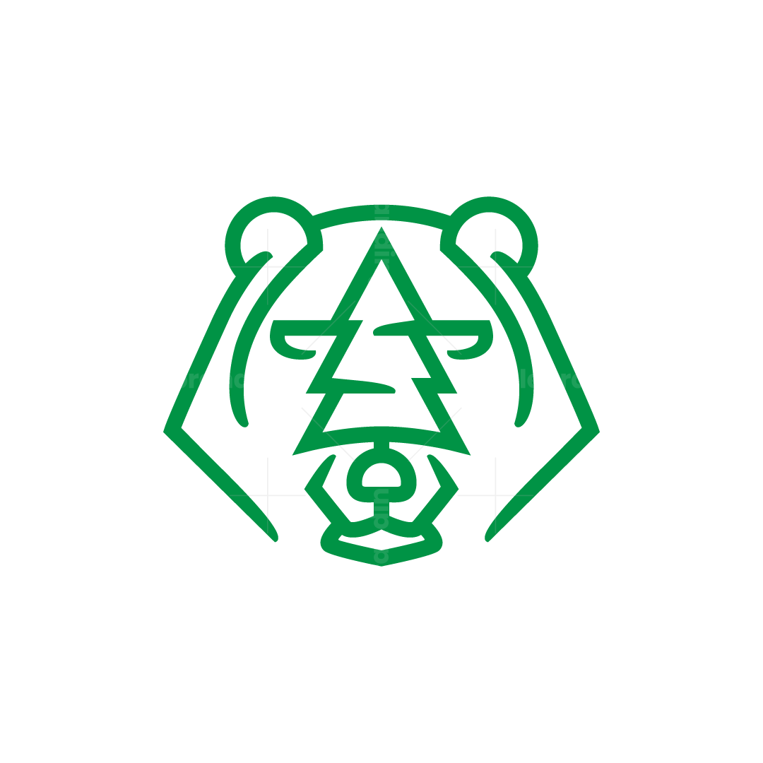 Green Pine Tree Bear Logo | Scalebranding