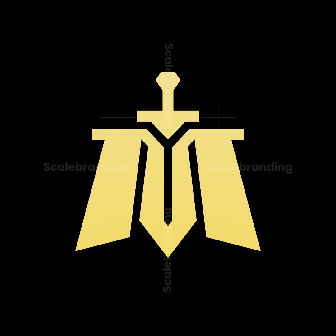 Elegant Letter M sword logo | Scalebranding