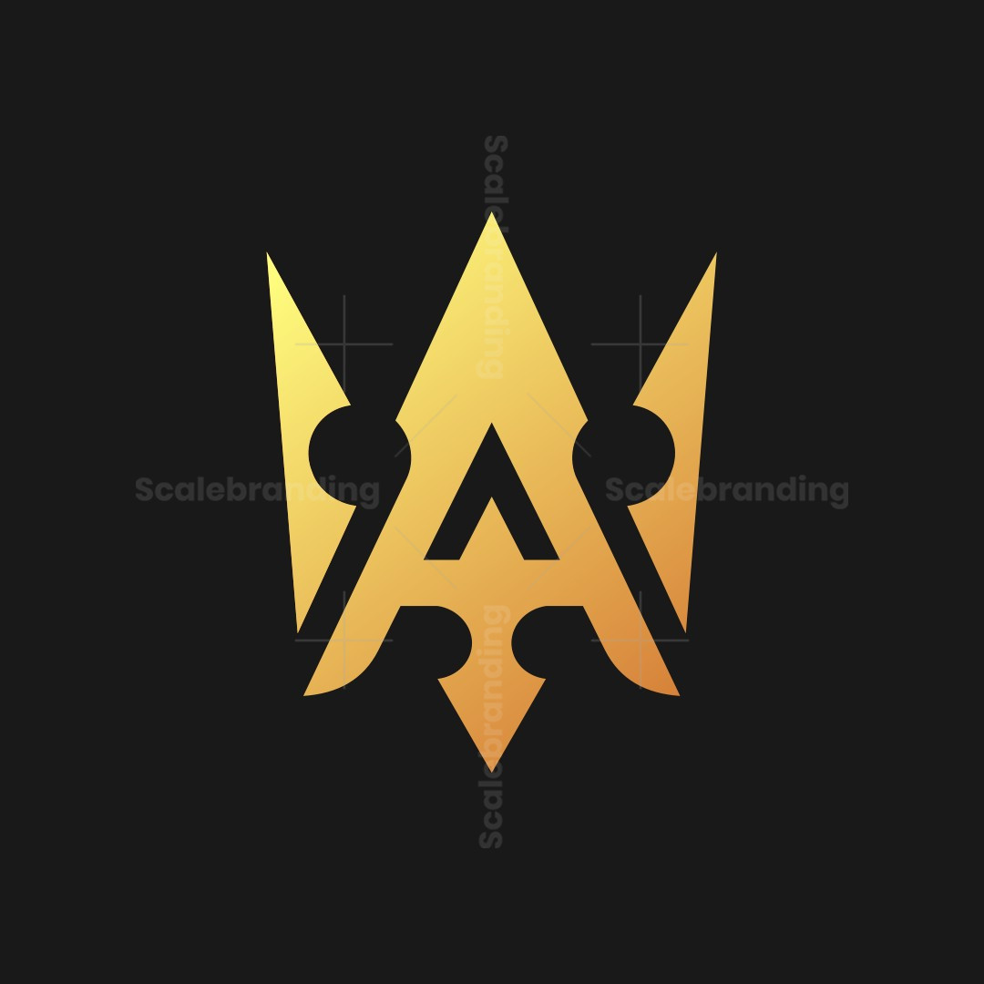 Golden Letter A With Crown