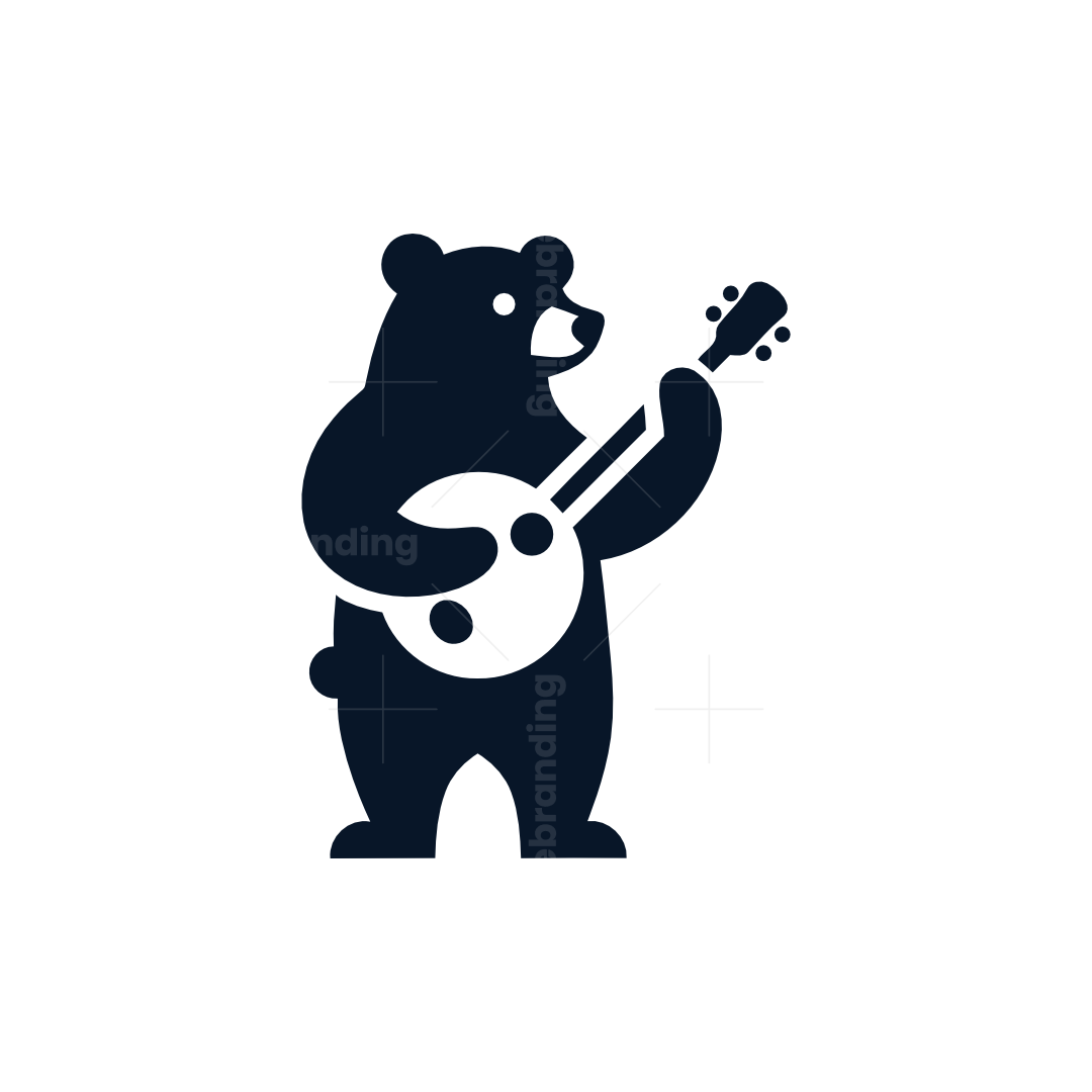 a stylized bear playing guitar banjo logos | Scalebranding
