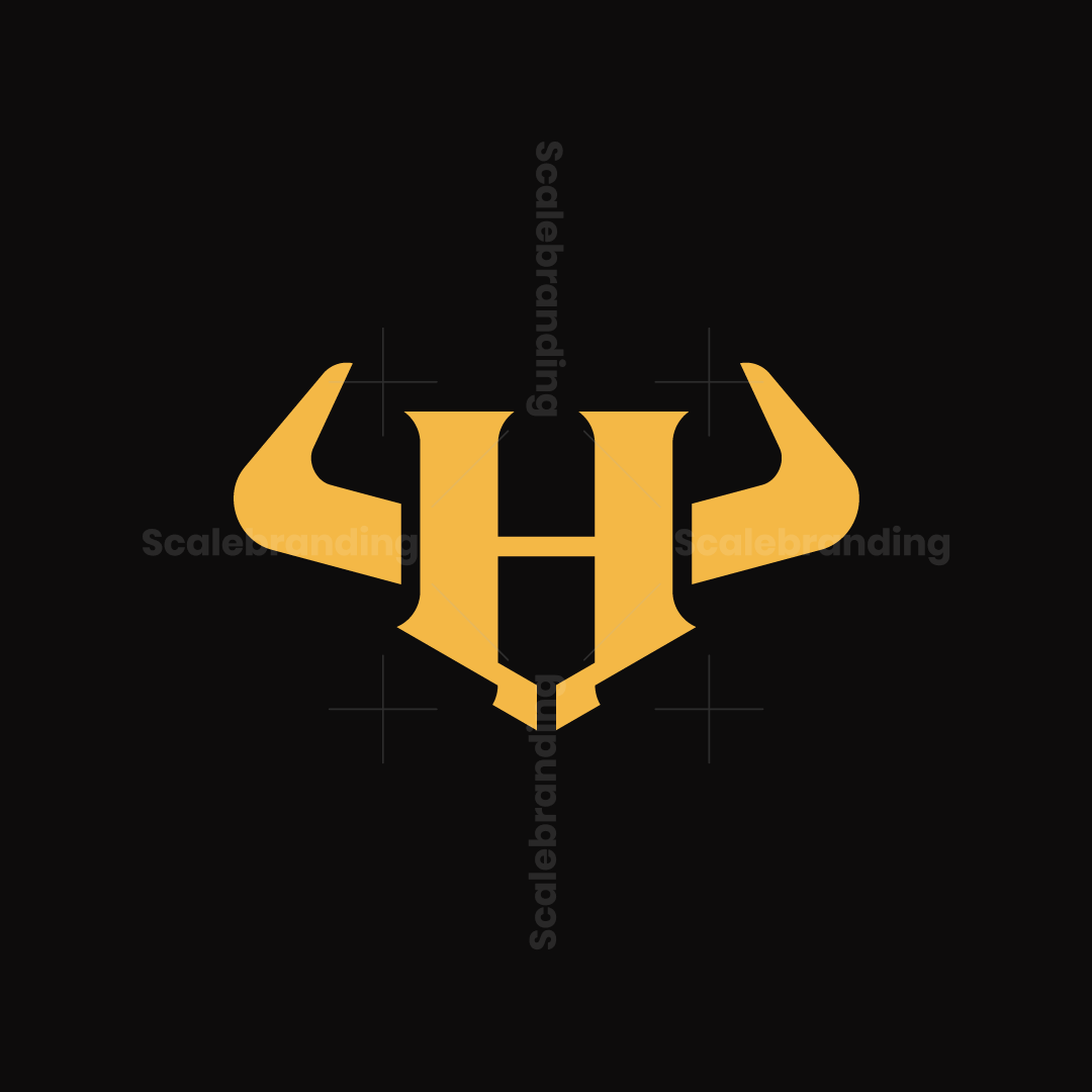 Luxury Gold Bull H Letter Logo | Scalebranding