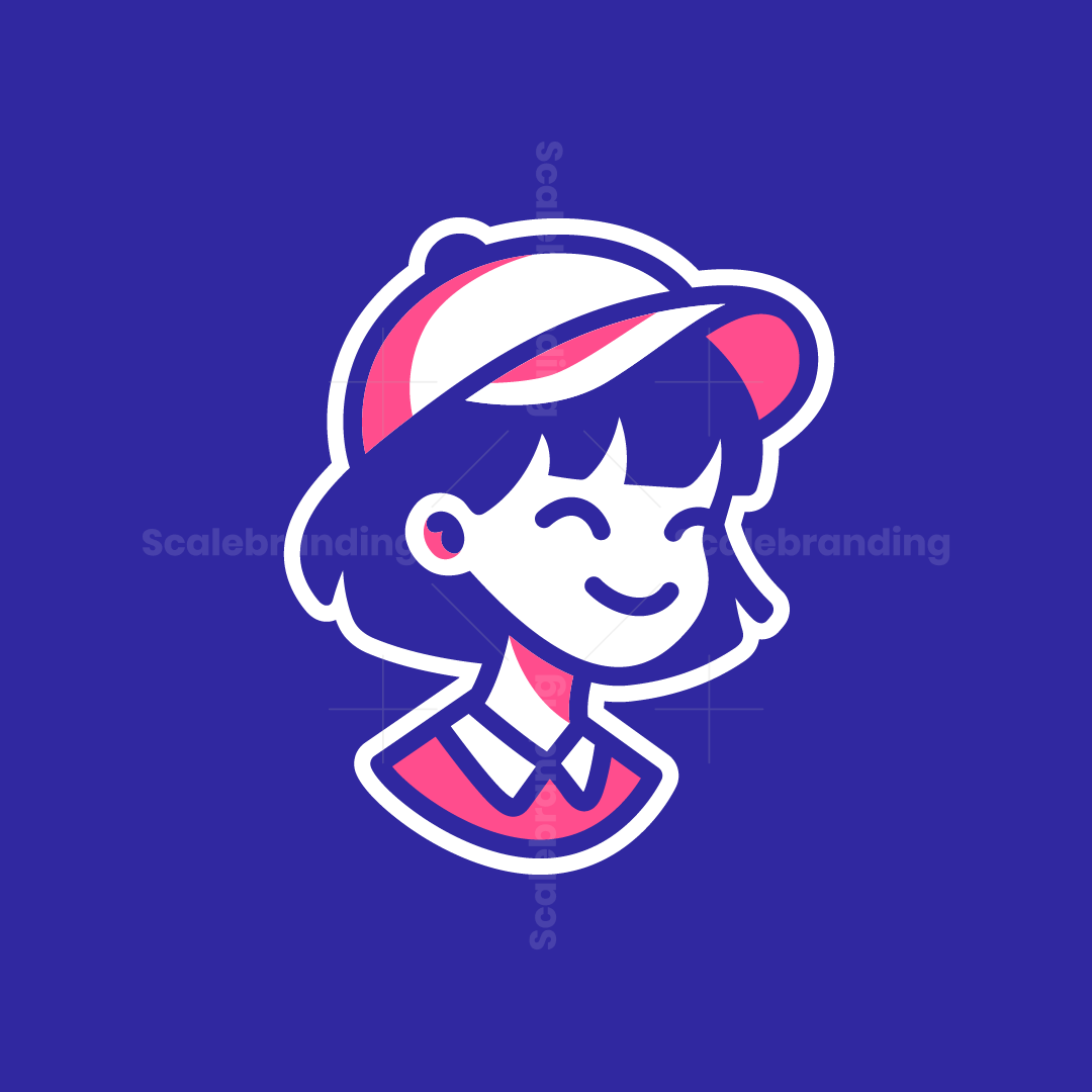 Cute Short Hair Cap Girl Logo | Scalebranding