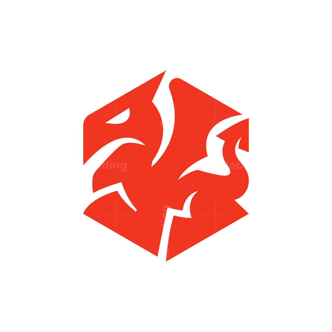 Futuristic Hexagonal Red Dragon logo | Scalebranding