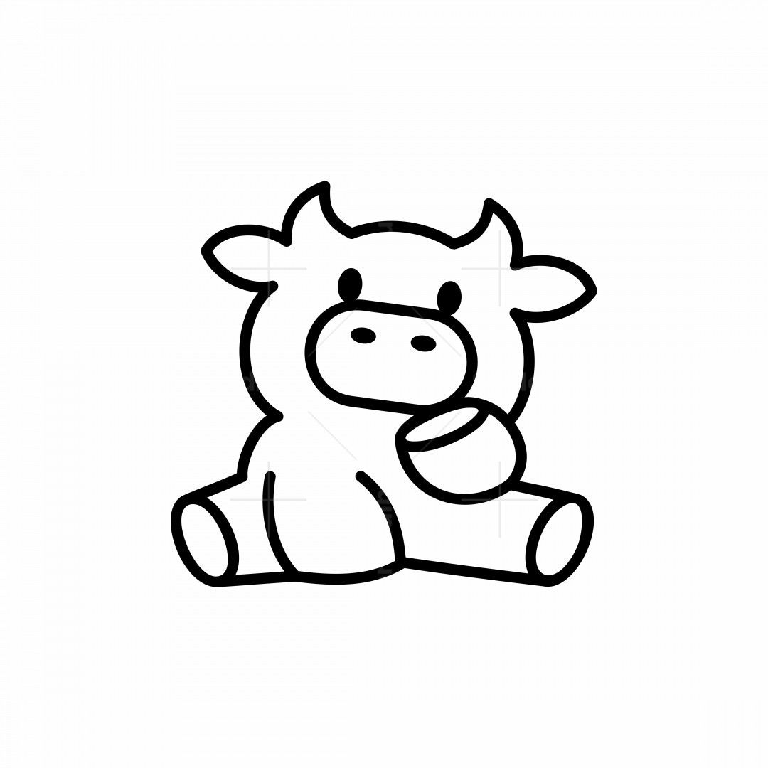 Fatcow Logo Cartoon Cow Logo Vector Mascot Fat Cow Cartoon Icon Vector