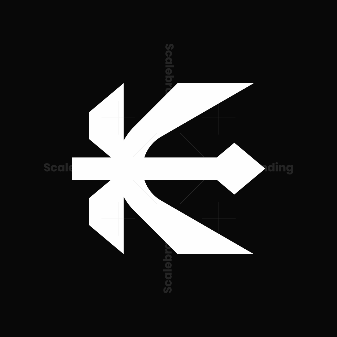 White Trident K Letter Logo | Scalebranding