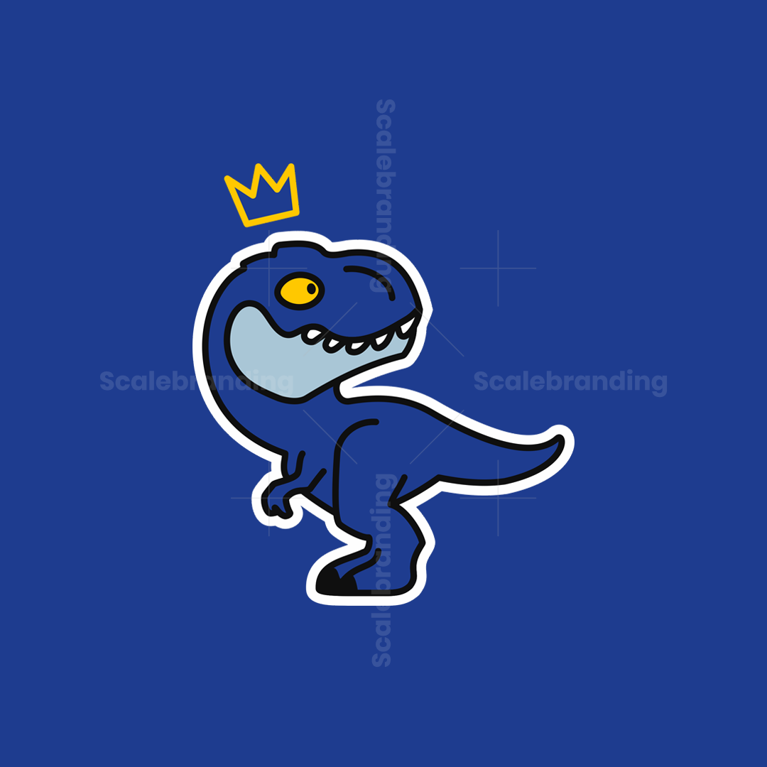 Crowned blue dinosaurs Trex logo | Scalebranding