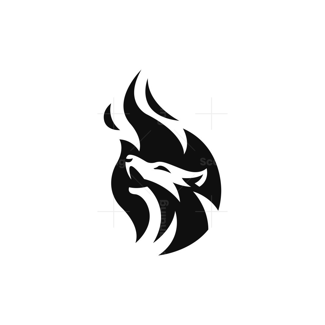 Fire Wolf Logo Angry Attack Wolf Head Fire Tribal Tattoo Logo Design