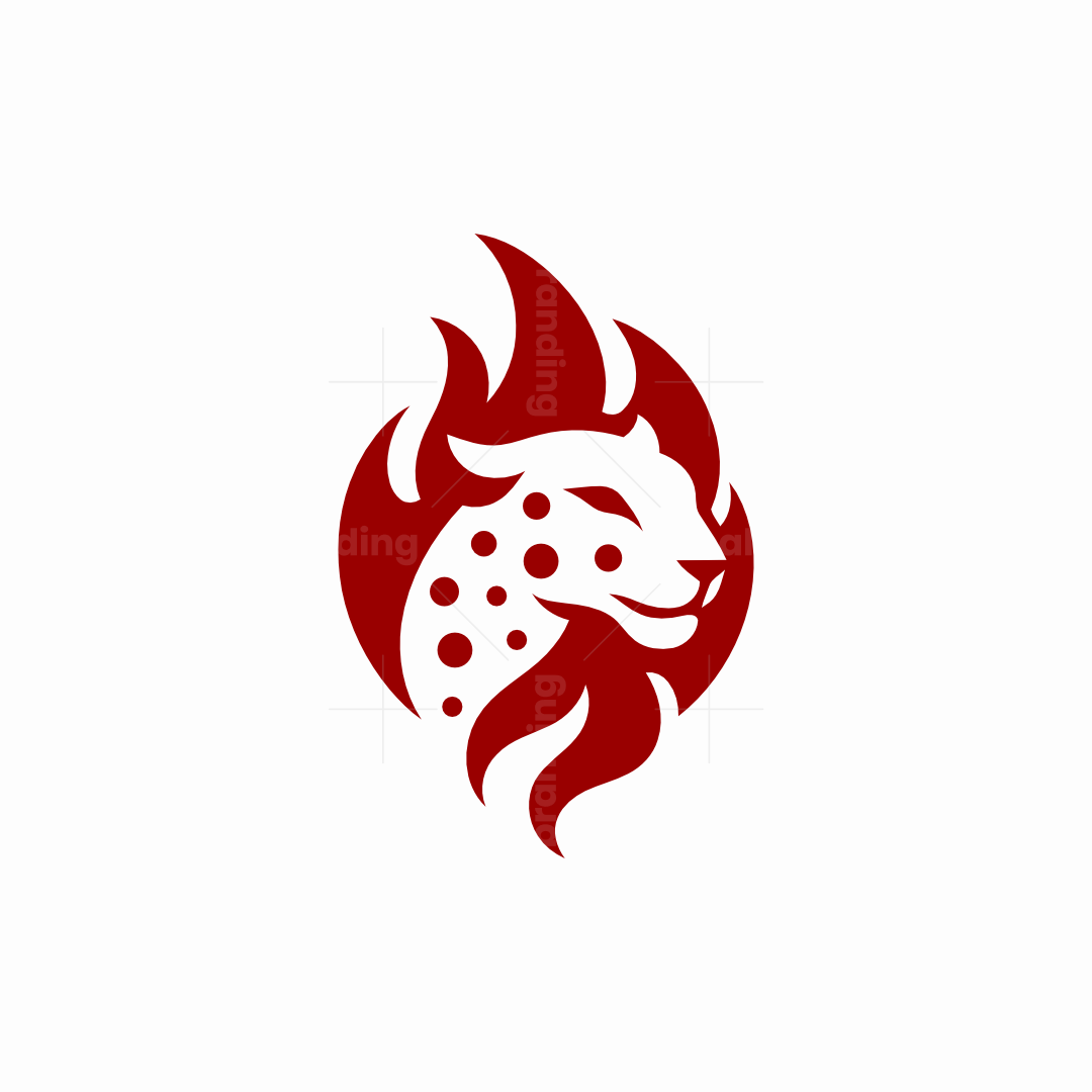 Flaming Cheetah Negative Space Logo | Scalebranding