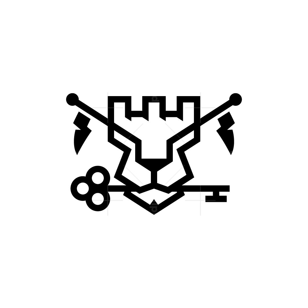 Fortress Lion Head Logo Castle Lion Logo | Scalebranding