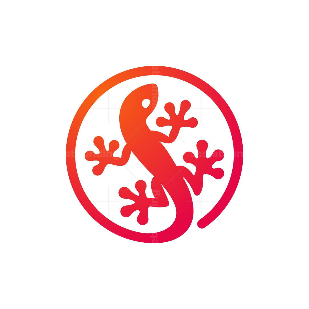 Gecko Circle Orange Lizard Logo | Scalebranding