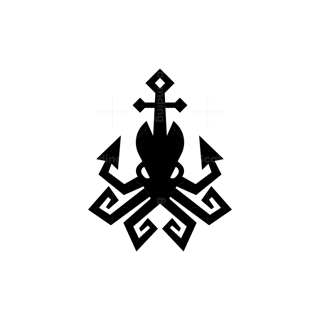 Geometric anchor octopus creative logo | Scalebranding