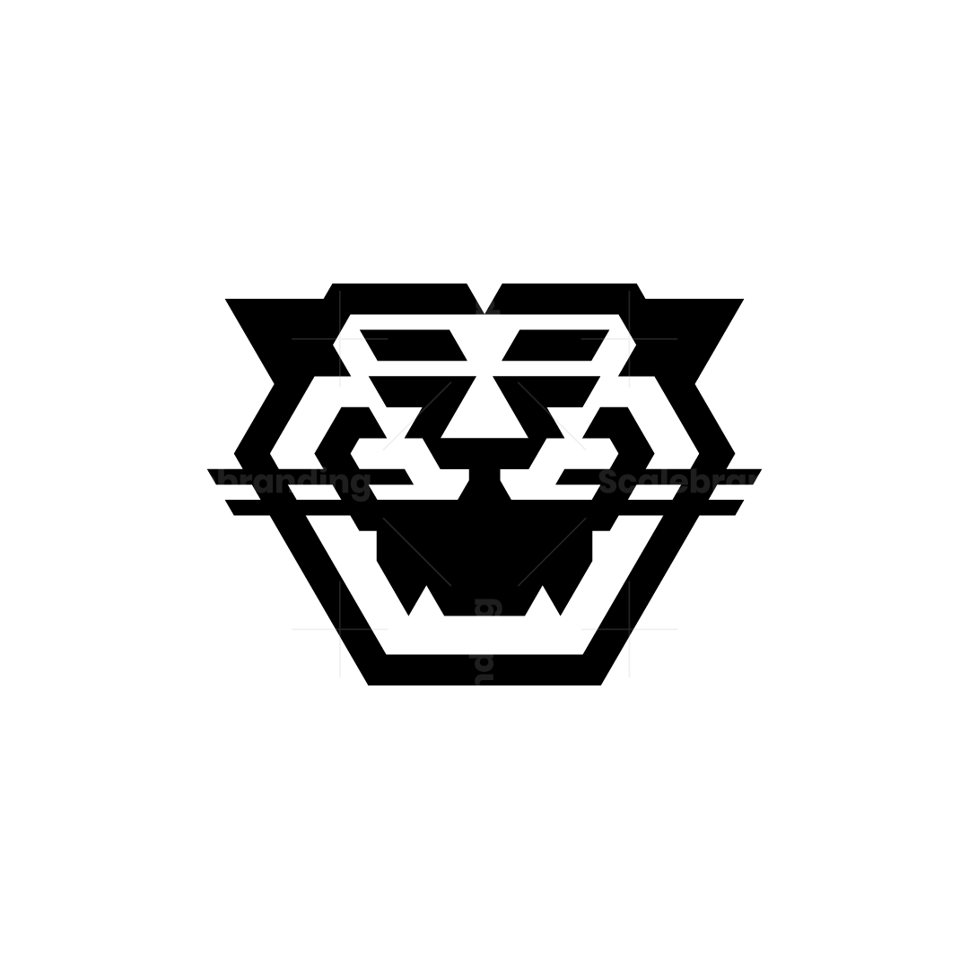 Simple playful modern iconic mascot iconic tiger geometric logo ...