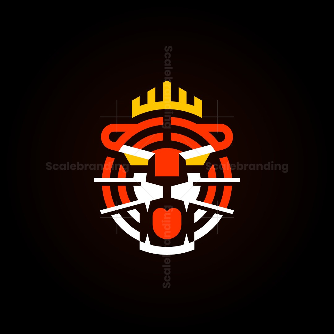 Geometric Tiger with Crown Logo | Scalebranding