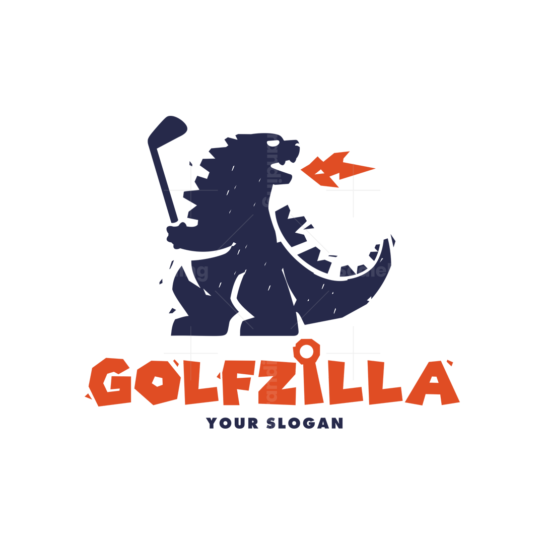 Playful Godzilla Golf Cartoon Logo | Scalebranding