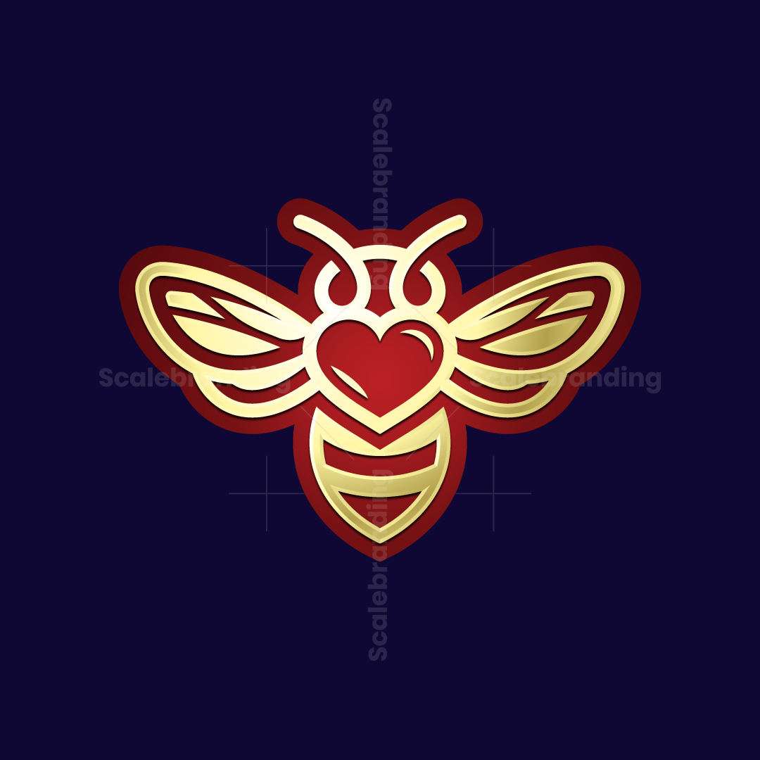 Bee love Shape Heart Exclusive Logo | Scalebranding