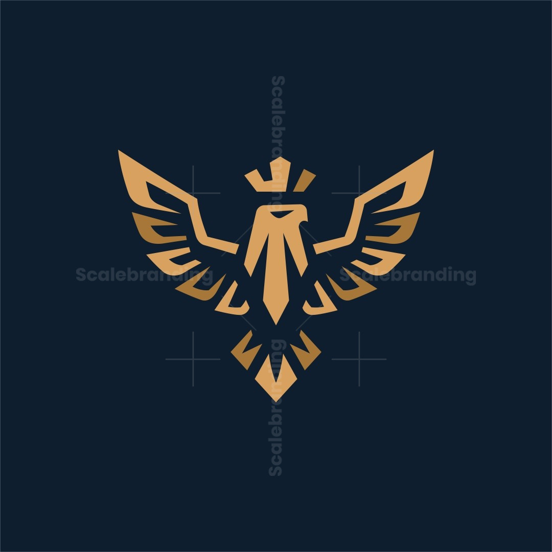 Red Eagle With Crown Logo Mascot With Crowned American Eagle