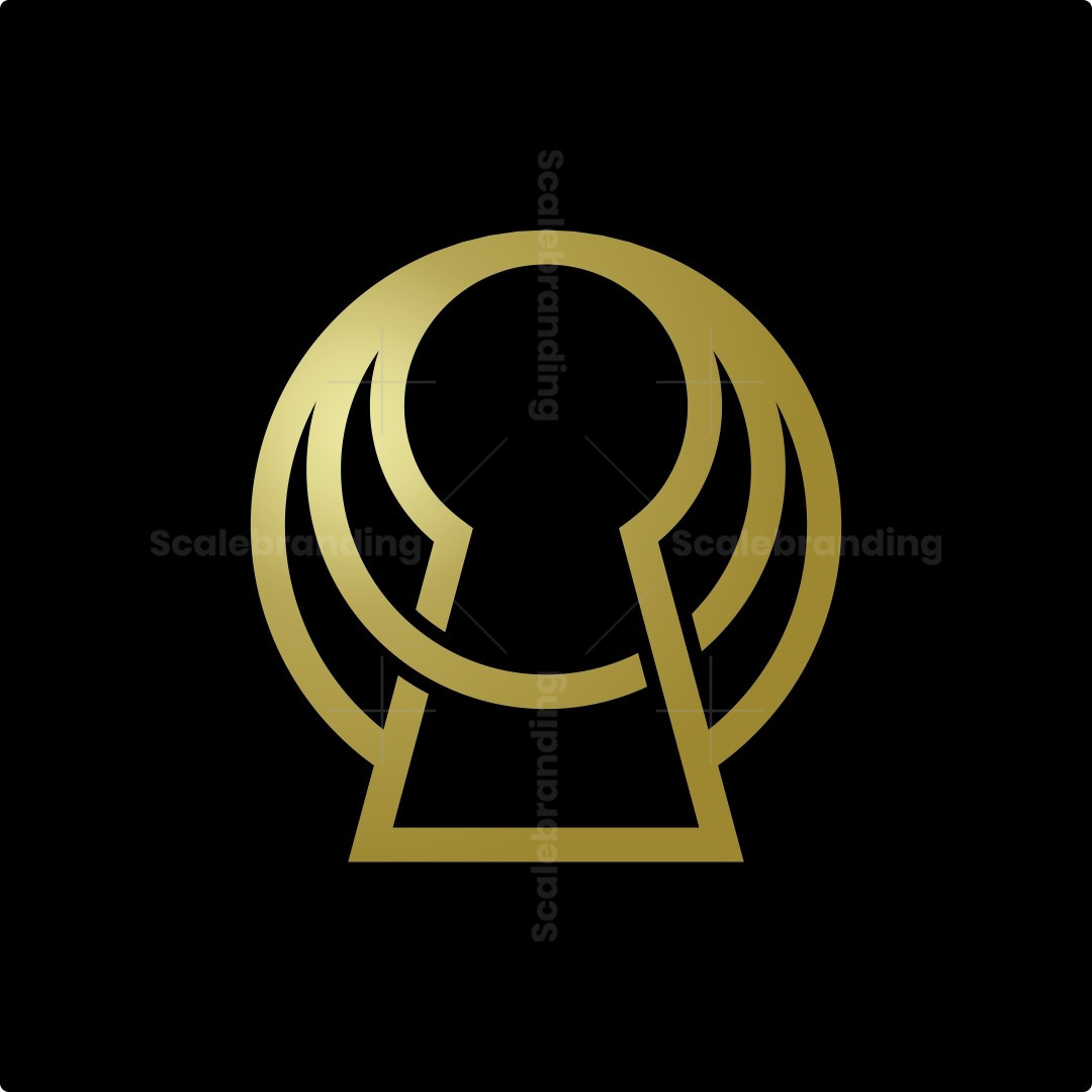 Golden Half Moon With Keyhole Logo | Scalebranding