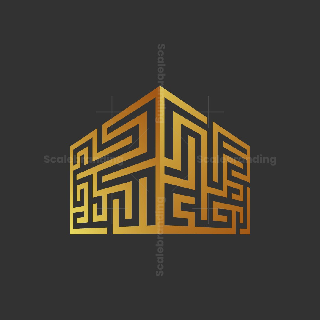 Golden Maze Cube Logo | Scalebranding