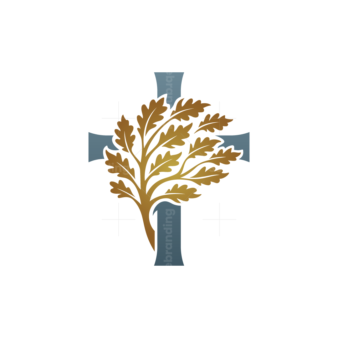 Golden Oak Cross Tree Church Logo | Scalebranding