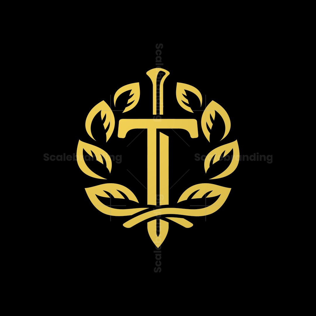 Golden T sword wreath Logo | Scalebranding
