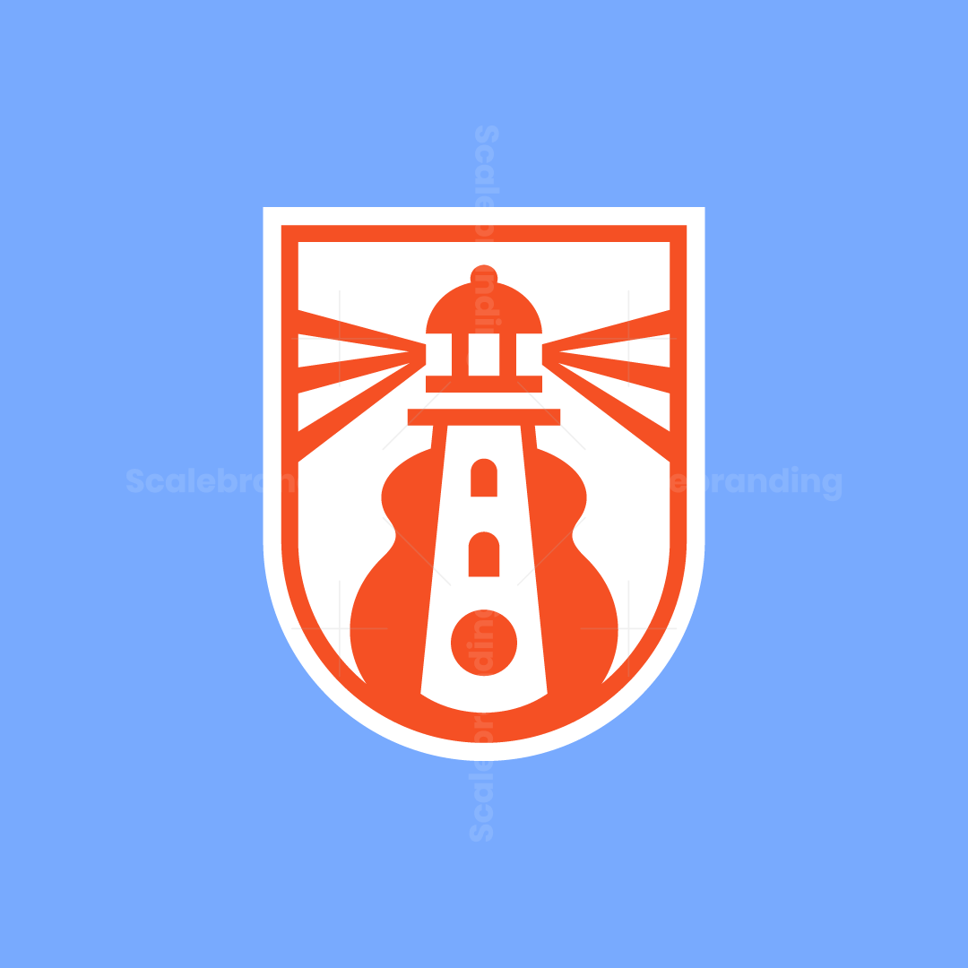 Guitar Lighthouse Shield Emblem Logo | Scalebranding